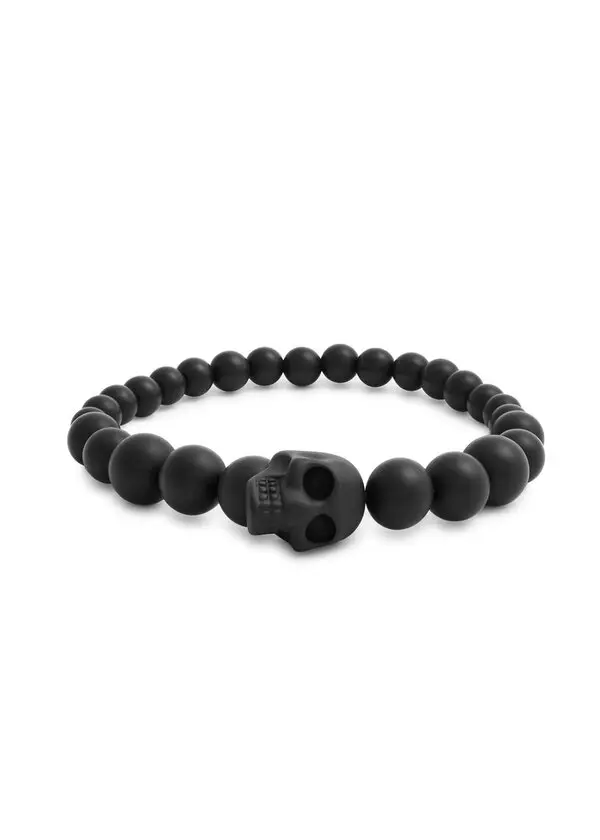 Alexander McQueen Skull Beaded Bracelet - Black