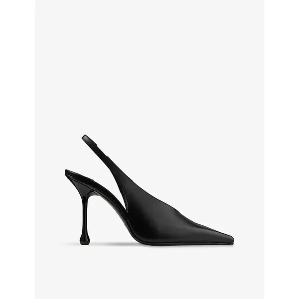 JIMMY CHOO Isa 95 Slingback Leather Heeled Courts - Black