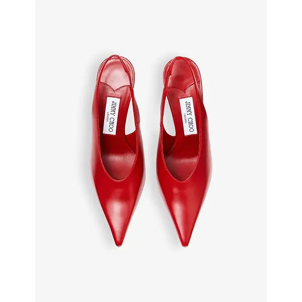 JIMMY CHOO Isa 95 Slingback Leather Heeled Courts - Ruby Red