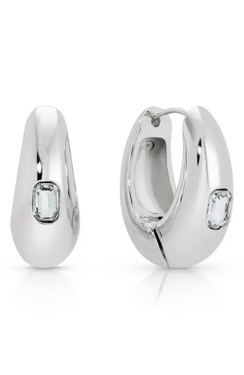 Ettika Deco Cubic Zirconia Hoop Earrings - Silver