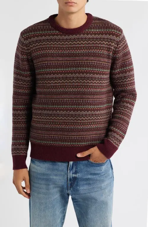 SCHOTT Fair Isle Wool Blend Sweater - Burgundy