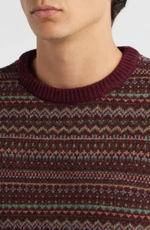 SCHOTT Fair Isle Wool Blend Sweater - Burgundy