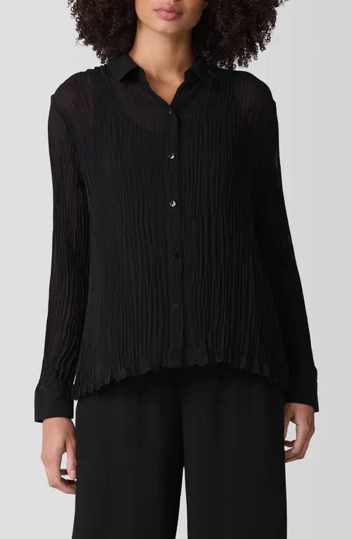 Eileen Fisher Textured Silk Button-up Shirt