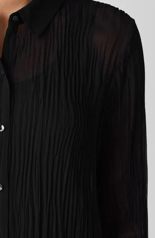 Eileen Fisher Textured Silk Button-up Shirt