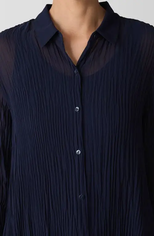 Eileen Fisher Textured Silk Button-up Shirt