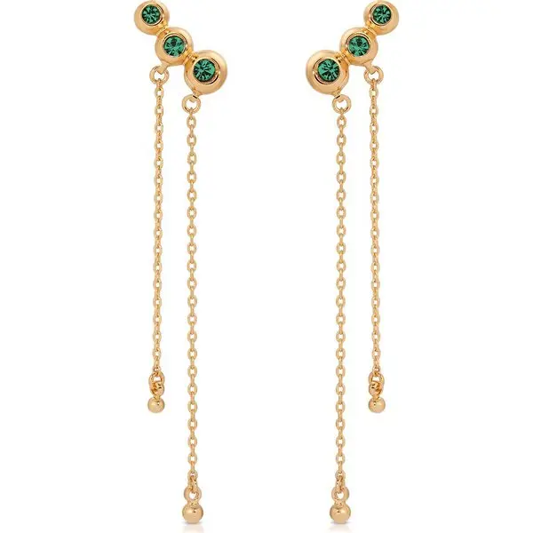 Ettika Deco Crystal Drop Earrings - Green
