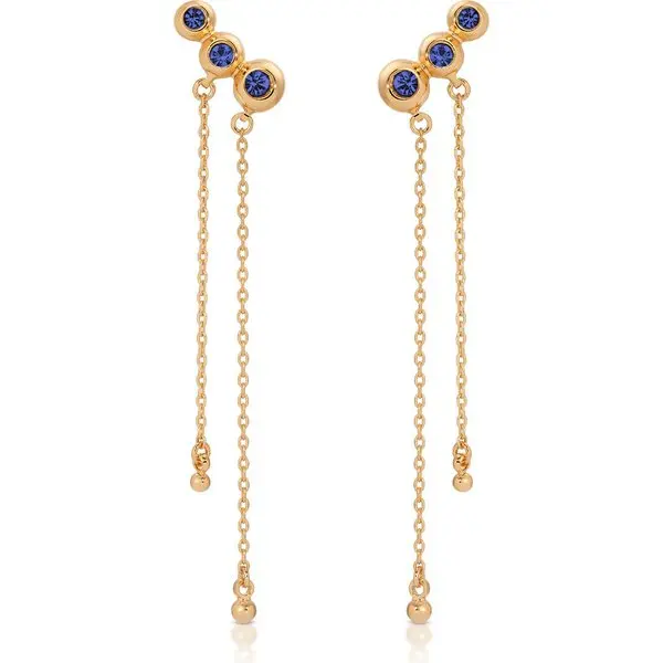 Ettika Deco Crystal Drop Earrings - Sapphire
