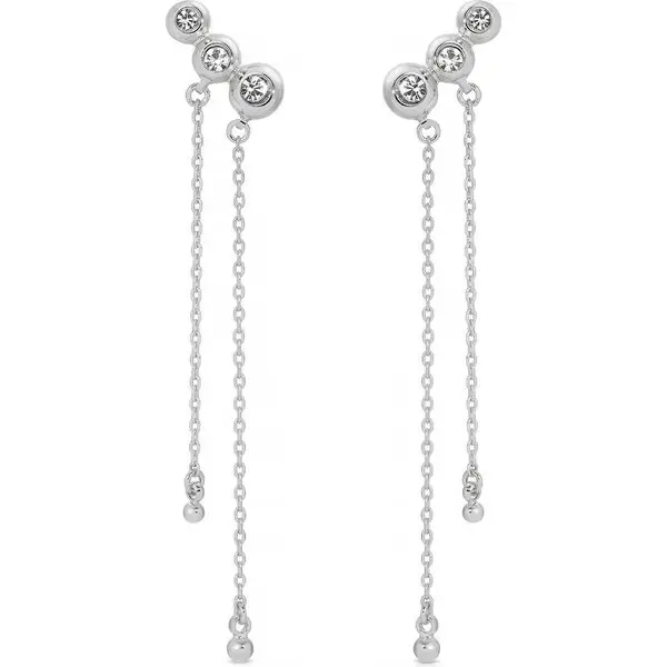 Ettika Deco Crystal Drop Earrings - Silver