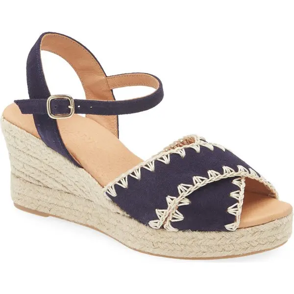 Cordani Ember Espadrille Platform Wedge Sandals - Navy Suede