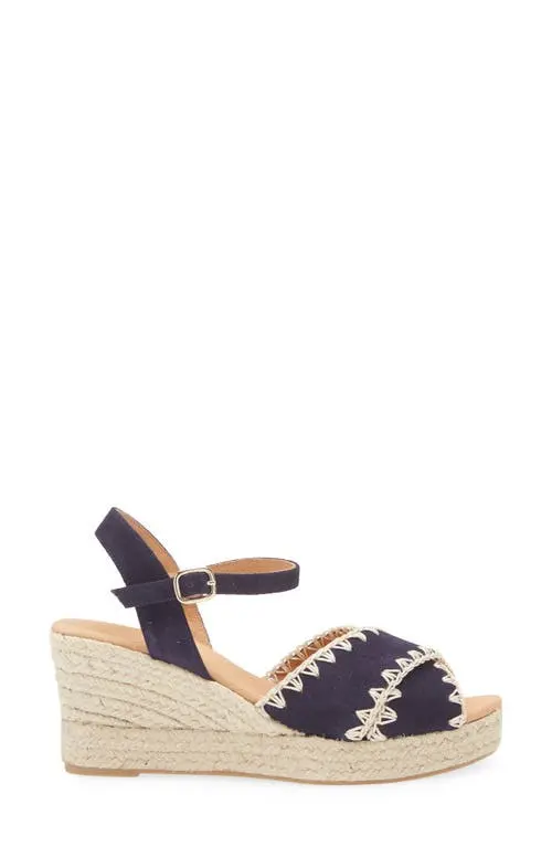 Cordani Ember Espadrille Platform Wedge Sandals - Navy Suede
