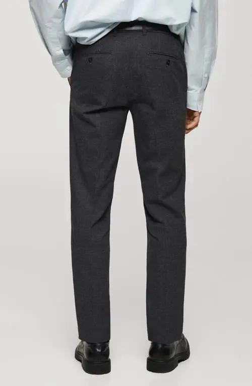 Mango Check Slim Fit Pants - Grey