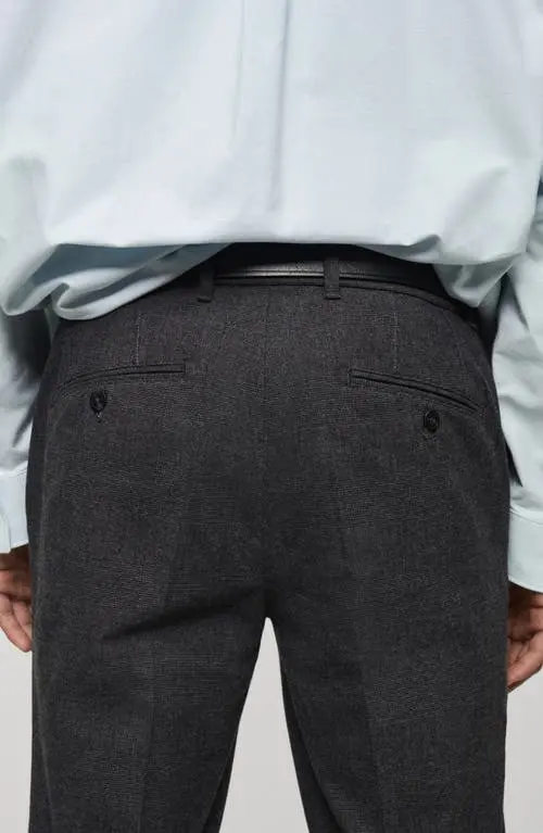 Mango Check Slim Fit Pants - Grey