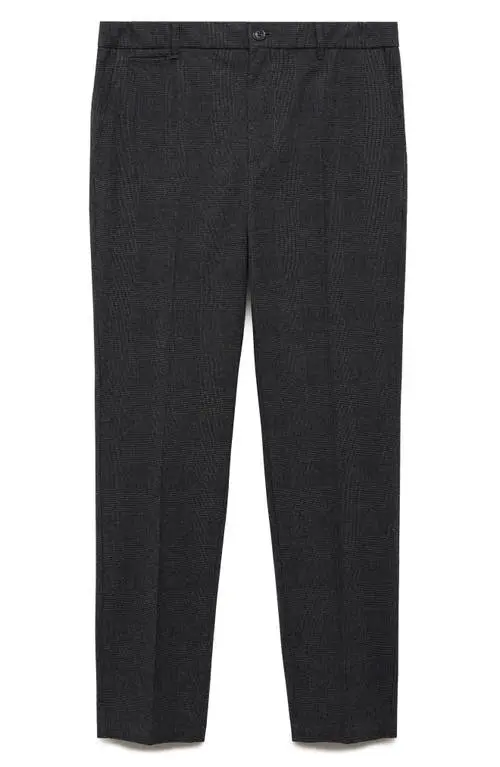 Mango Check Slim Fit Pants - Grey