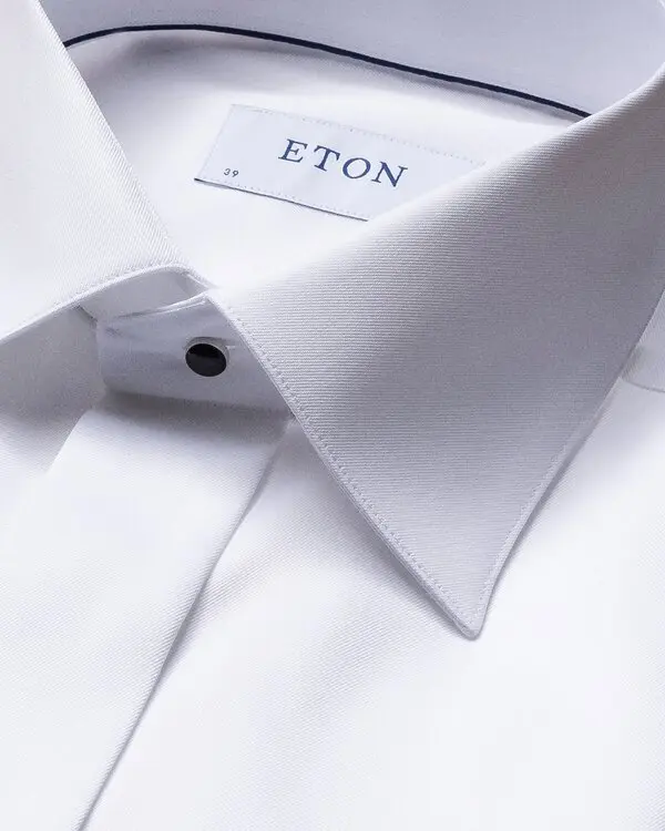 Eton Contemporary Fit Twill Fly Front Formal Shirt - White