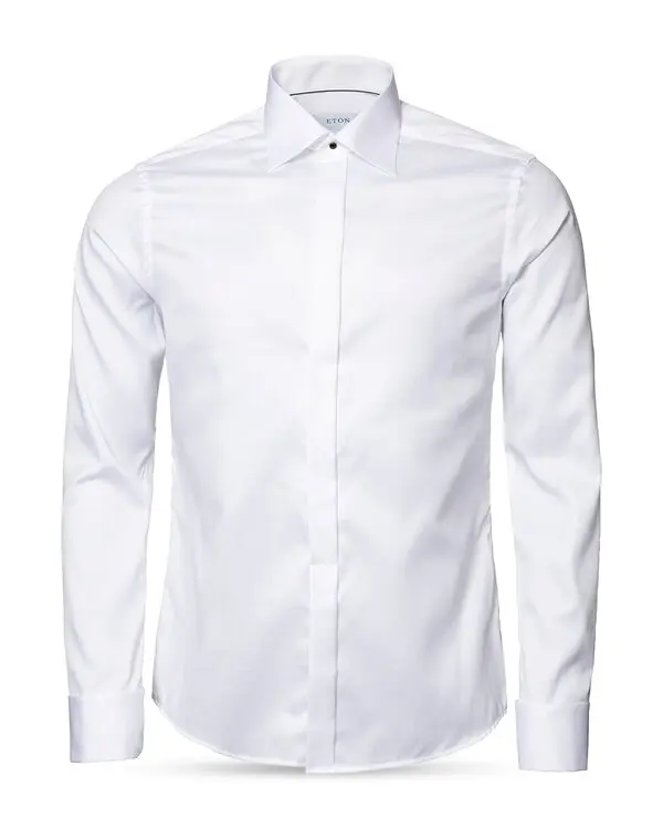 Eton Contemporary Fit Twill Fly Front Formal Shirt - White