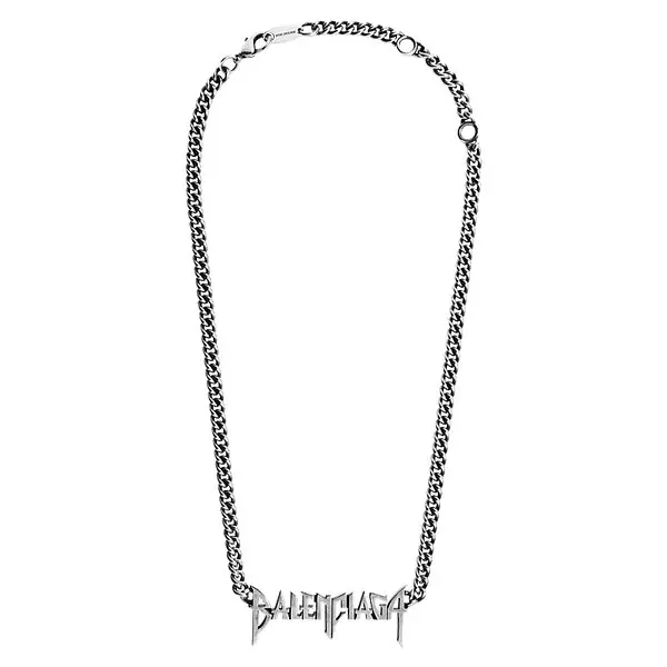 Balenciaga Typo Metal Necklace - Silver