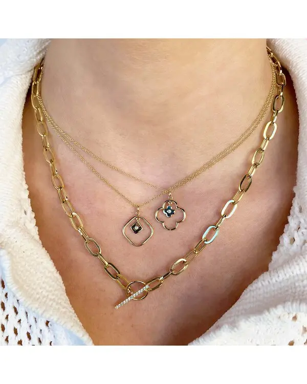 SHY CREATION 14k Diamond Paperclip Link Necklace