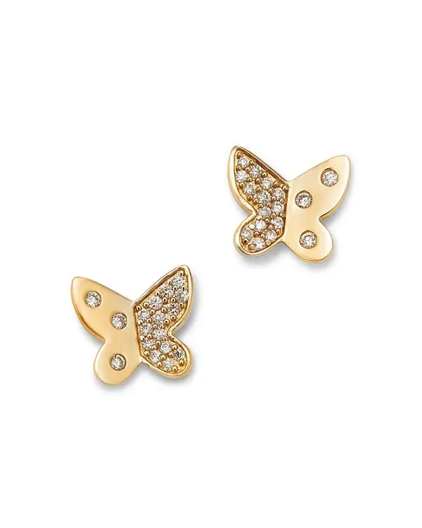 Bloomingdale'S Diamond Butterfly Stud Earrings, 0.10 Tcw - Gold
