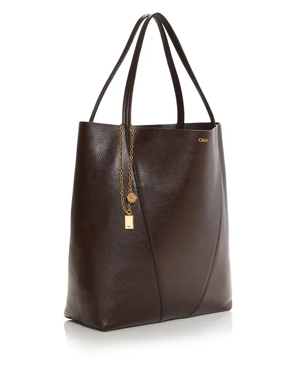 Chloé Spin Large Leather Tote - Kohl Brown