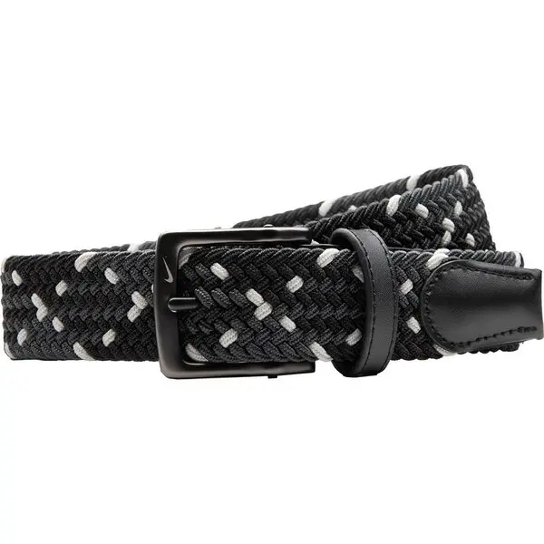 Nike Diamond Stretch Woven Elastic Belt - Black / Dk Smoke Grey