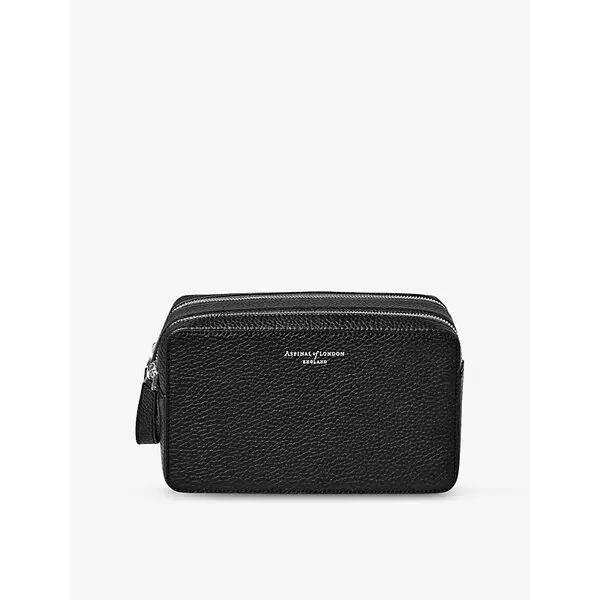 ASPINAL OF LONDON Mount Street Leather Wash Bag - Black