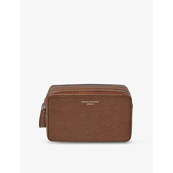 ASPINAL OF LONDON Mount Street Leather Wash Bag - Tobacco