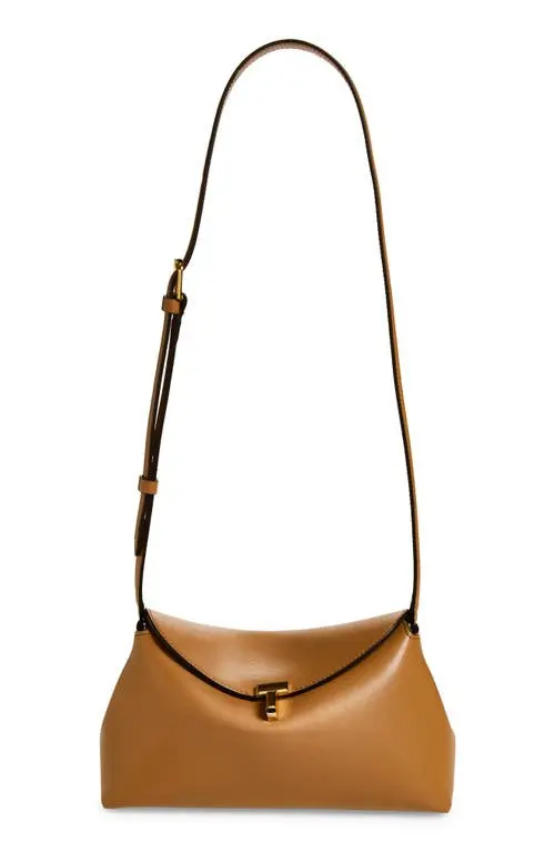 TOTEME Palmellata T-lock Leather Clutch Crossbody - Camel