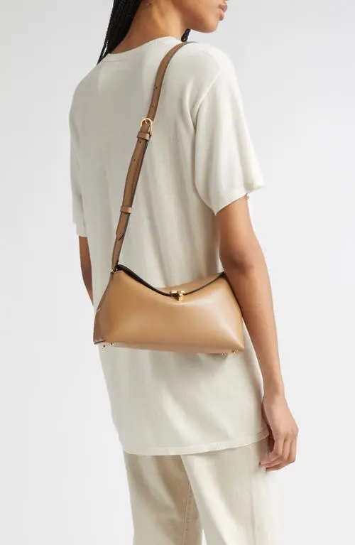 TOTEME Palmellata T-lock Leather Clutch Crossbody - Camel