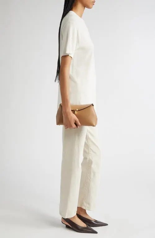 TOTEME Palmellata T-lock Leather Clutch Crossbody - Camel