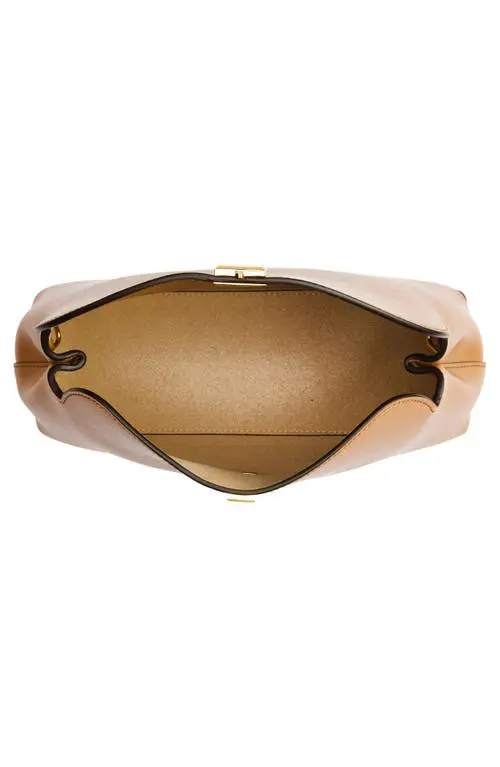 TOTEME Palmellata T-lock Leather Clutch Crossbody - Camel