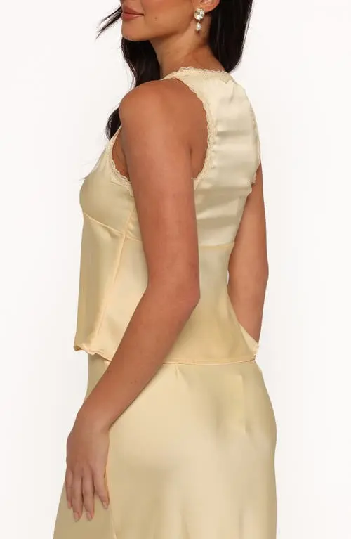 PETAL & PUP Kelso Lace Trim Satin Tank - Lemon