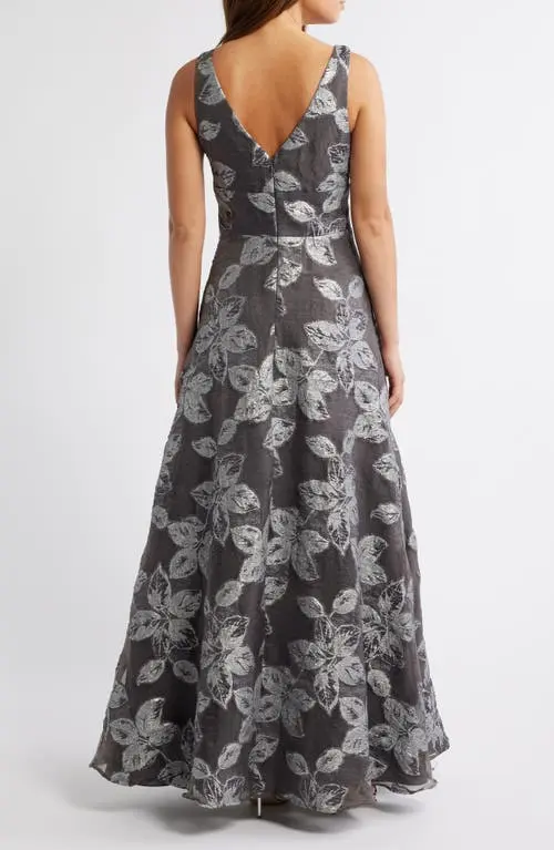 Eliza J V-neck Sleeveless Jacquard Ballgown
