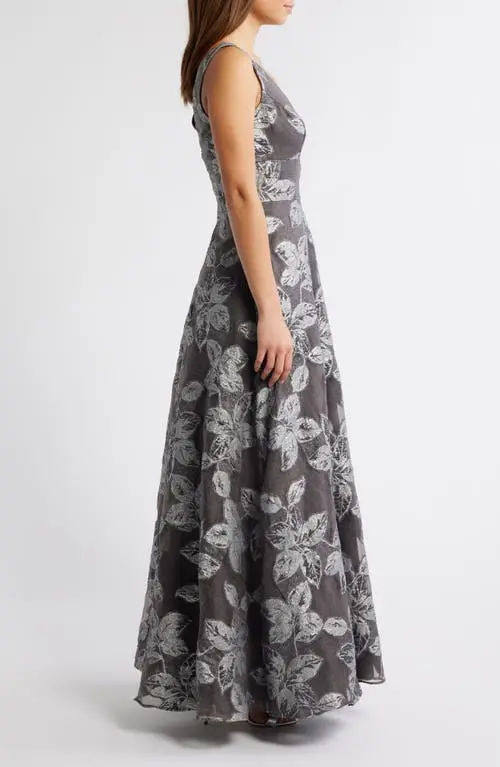 Eliza J V-neck Sleeveless Jacquard Ballgown