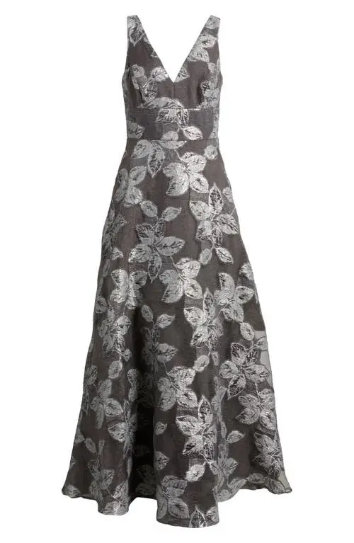 Eliza J V-neck Sleeveless Jacquard Ballgown