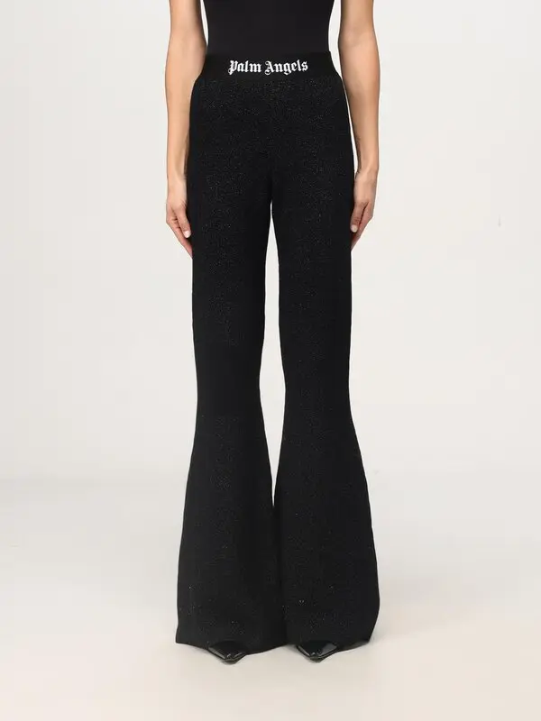 Palm Angels Glitter Flare Pants - Black