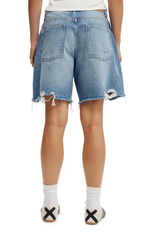 COTTON ON Relaxed Denim Shorts - Saltwater Blue Rip