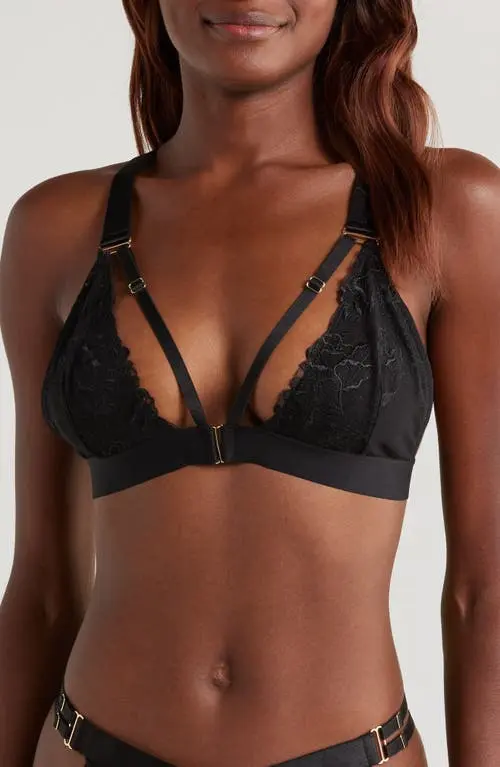 KILO BRAVA Strappy Lace Triangle Bralette - Black