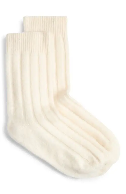 Nordstrom Rib Cashmere Blend Crew Socks - Ivory