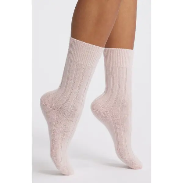 Nordstrom Rib Cashmere Blend Crew Socks - Pink Dogwood