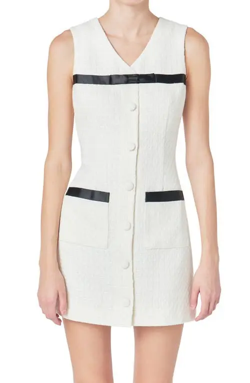 Endless Rose Bow Detail Metallic Tweed Sheath Dress