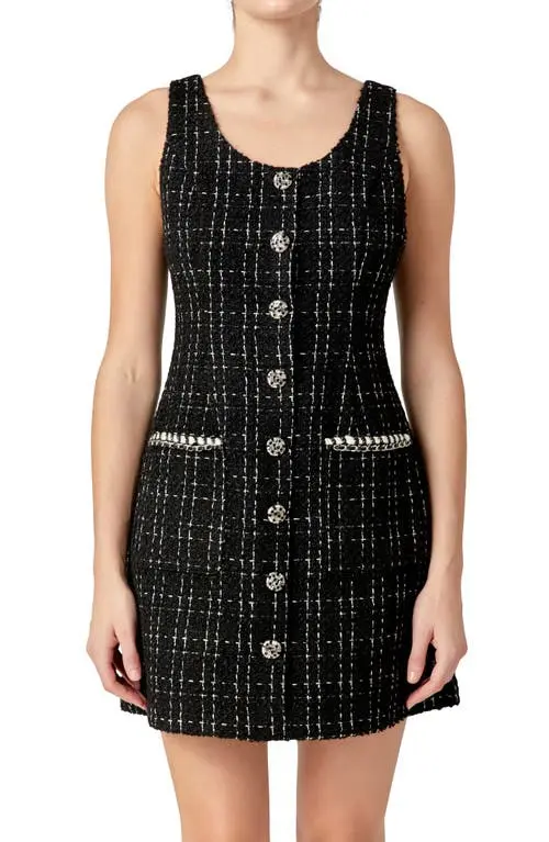 English Factory Metallic Tweed Mini Sheath Dress