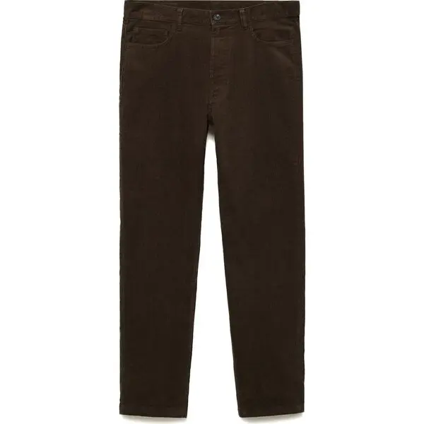 Mango Regular Fit Straight Leg Corduroy Pants - Chocolate