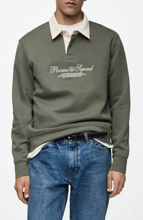 Mango Poems Squad Cotton Polo Sweatshirt - Green
