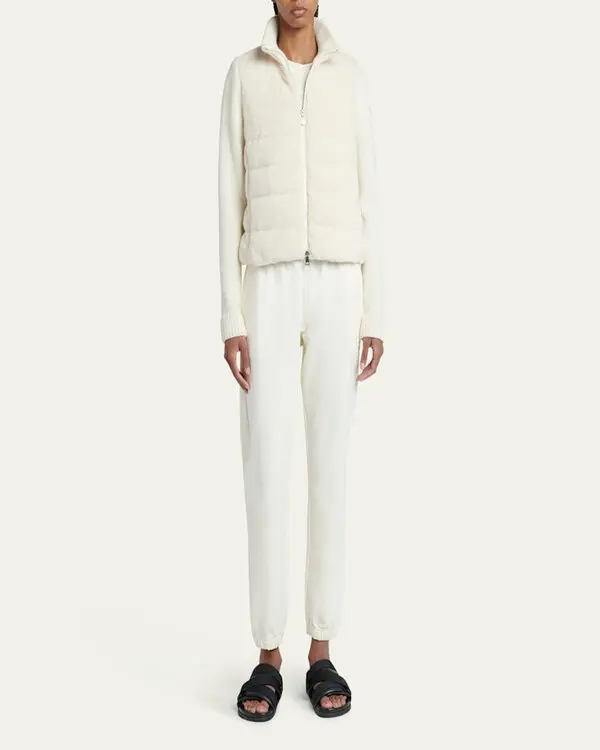 Moncler Quilted Faux Fur Combo Cardigan
