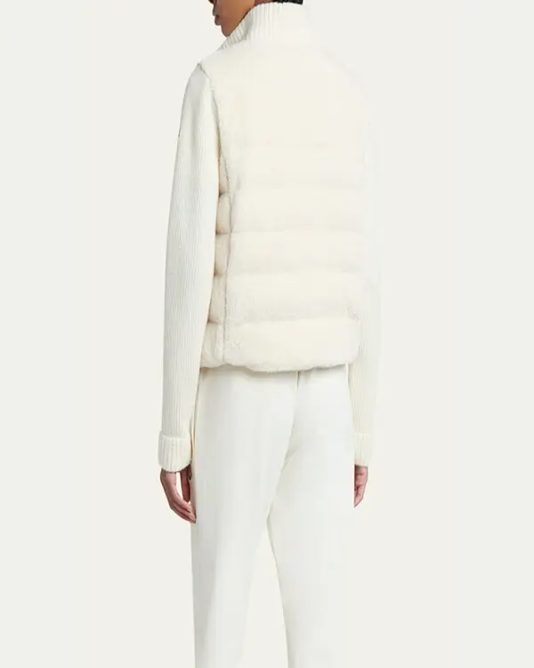 Moncler Quilted Faux Fur Combo Cardigan
