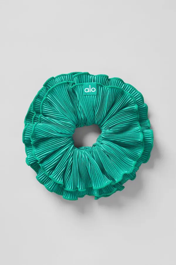 Alo Yoga Micro Plisse Oversize Scrunchie - Spruce Green