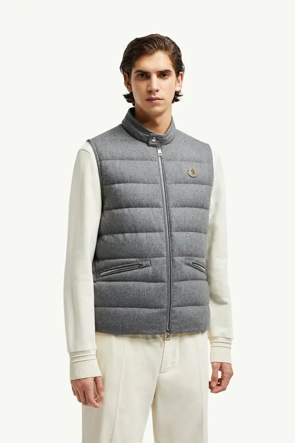 MONCLER GALLIENNE ガリエンヌ ダウンベスト グレー サイズ2 Moncler Gallienne Cashmere Down Vest - Grey | Editorialist
