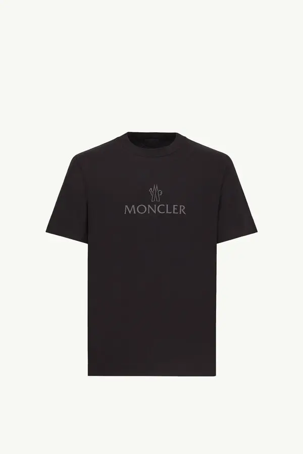 Moncler Logo Cotton T-Shirt - Black | Editorialist