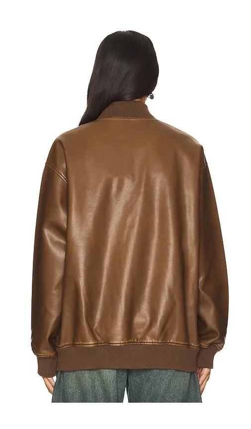 Superdown Ariel Faux Leather Bomber - Brown
