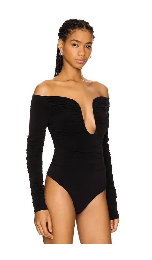 LOVERS AND FRIENDS Ari Bodysuit Off The Shoulder Ruched Jersey